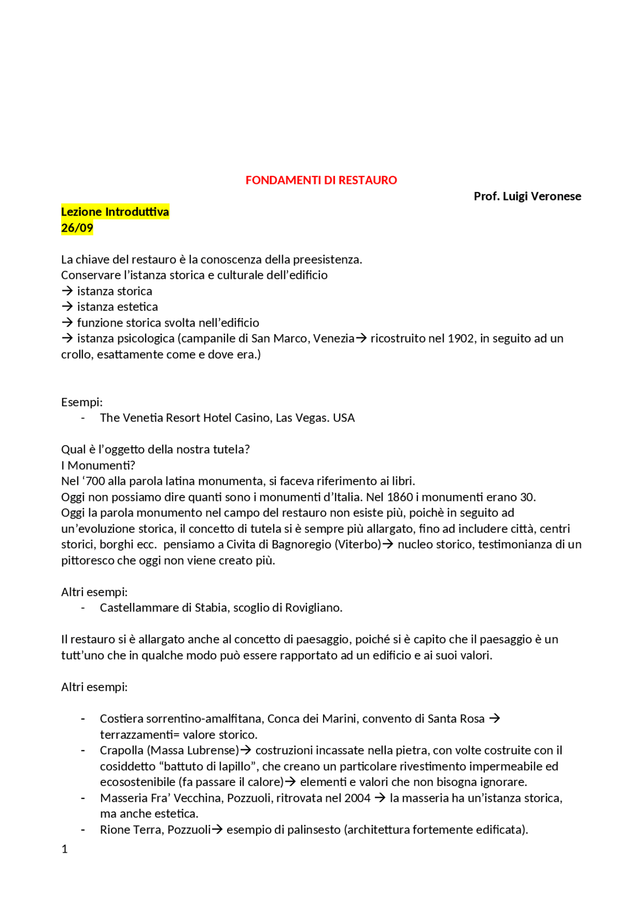 Fondamento Di Restauro Docsity