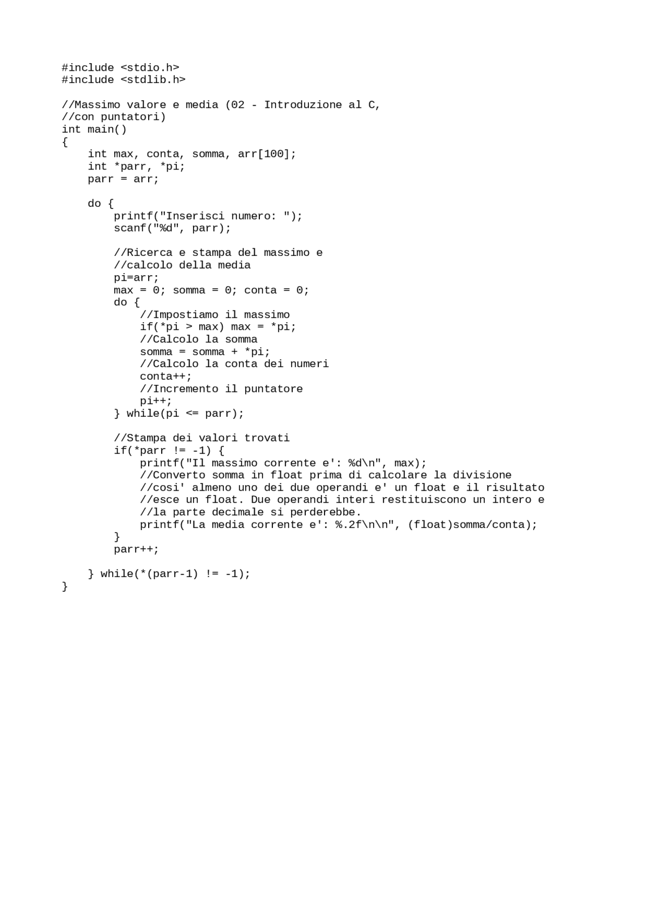 Esercizio Informatica Docsity