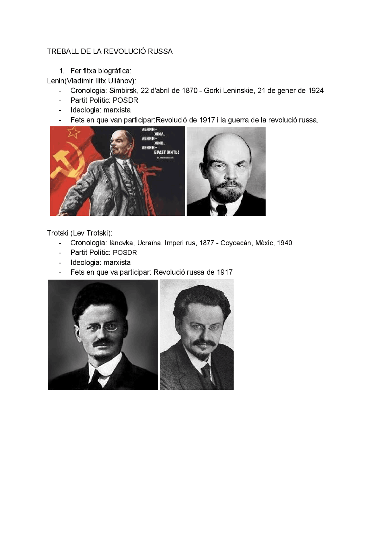 Trabajo sobre la revolución rusa - Docsity