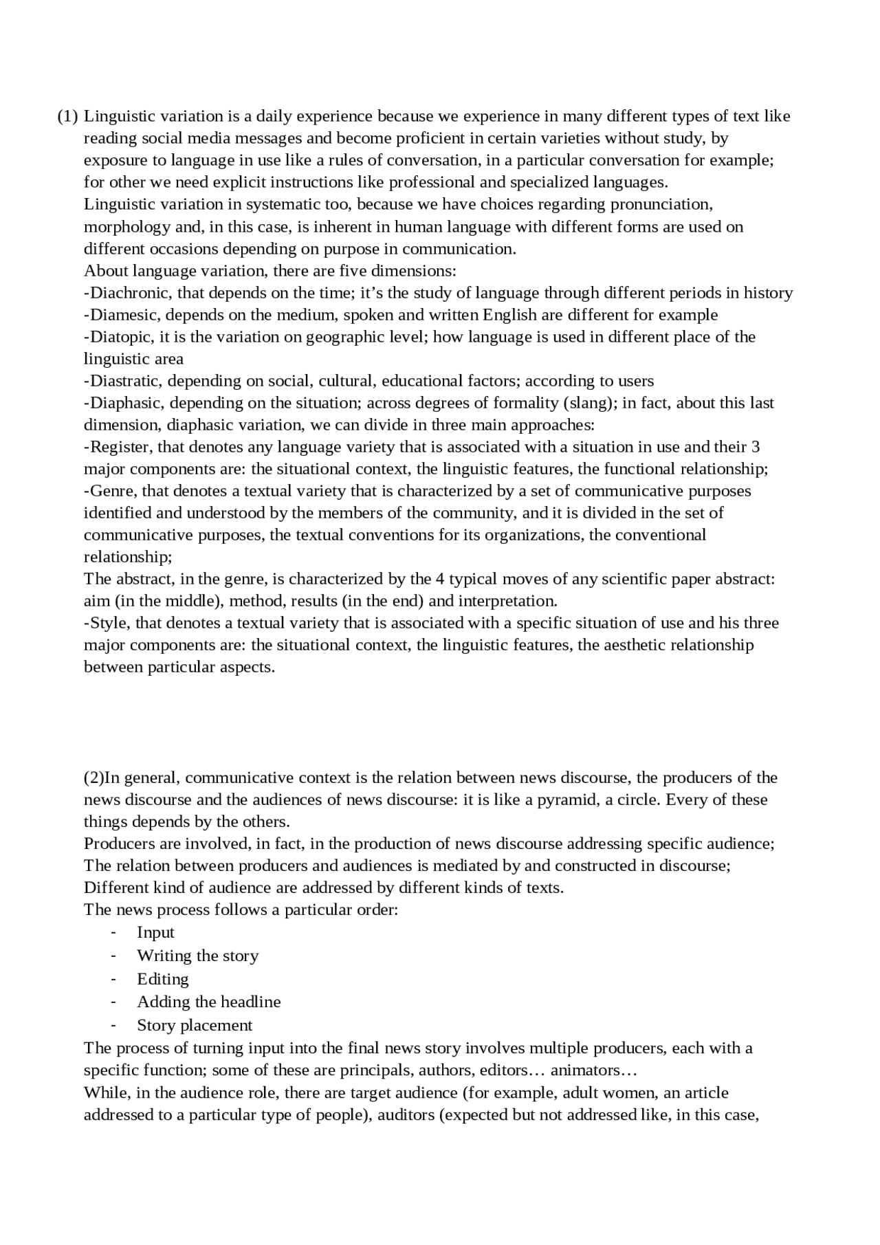 Linguistic Variation In Contexts Docsity