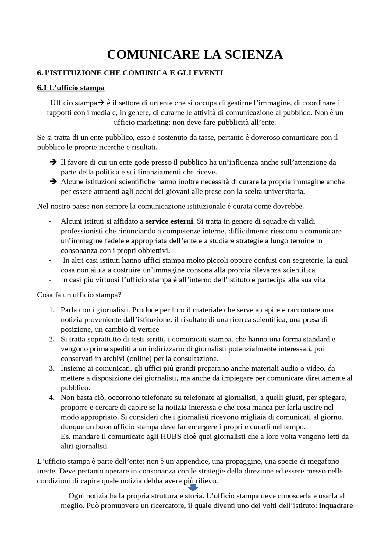 Comunicare La Scienza Docsity