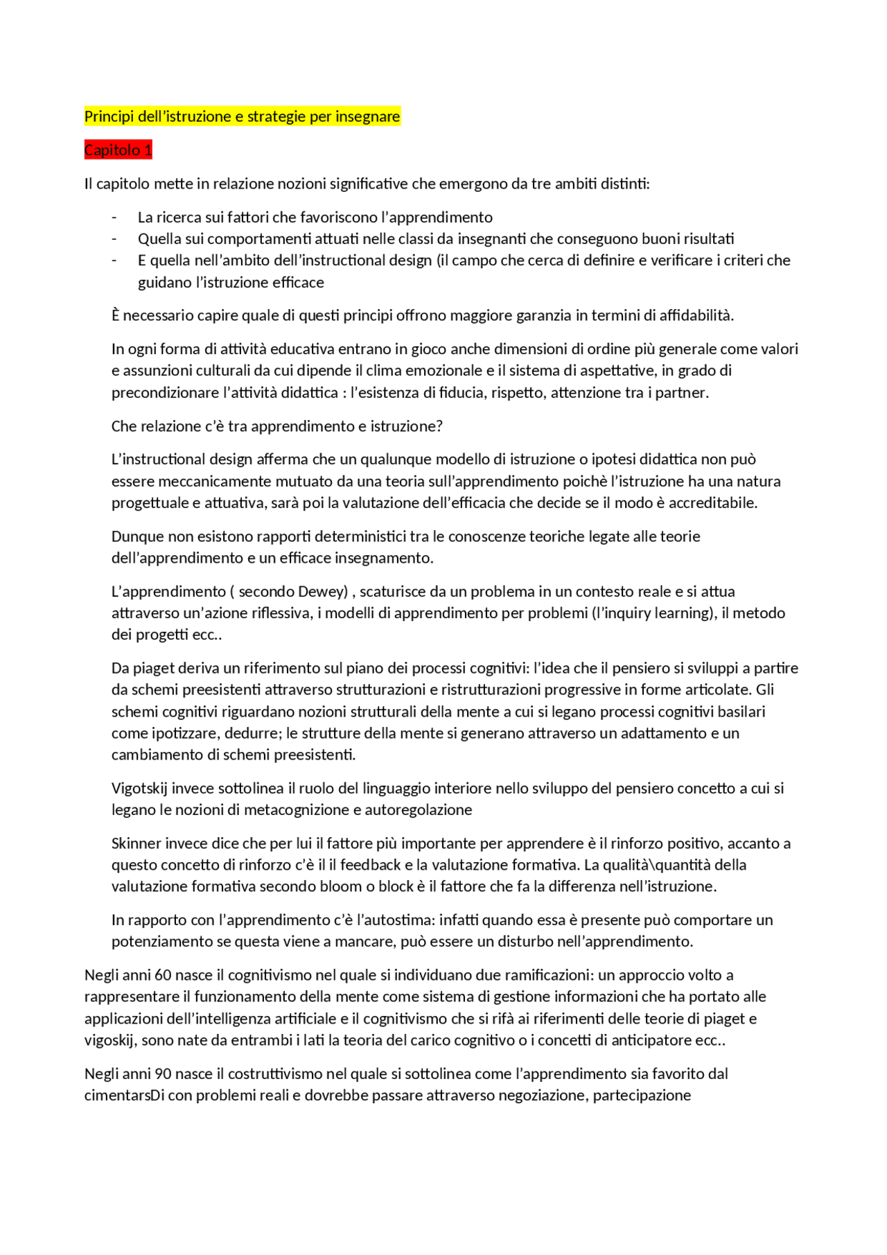 Riassunto In Didattica Generale Docsity