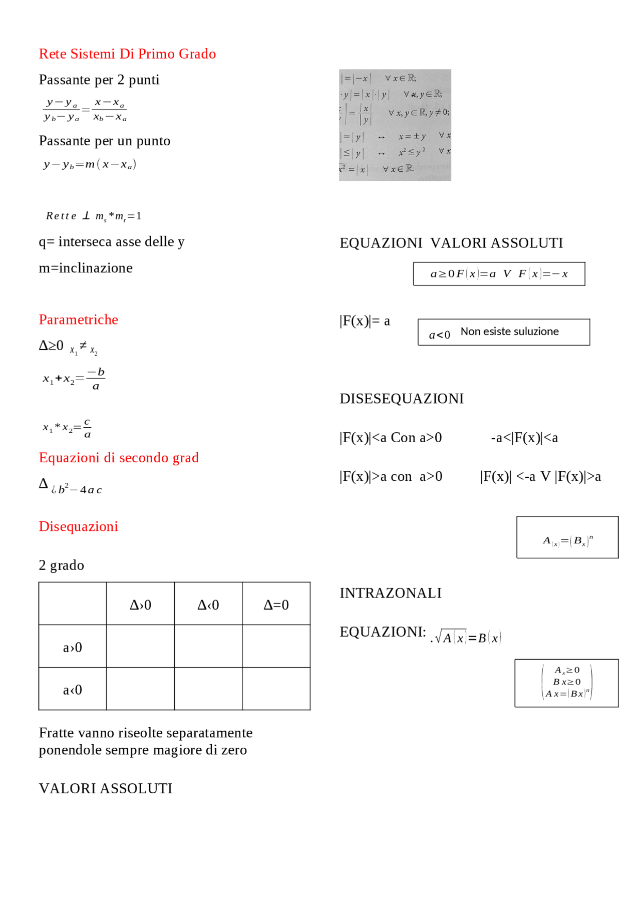 Formule Di Matematica Docsity