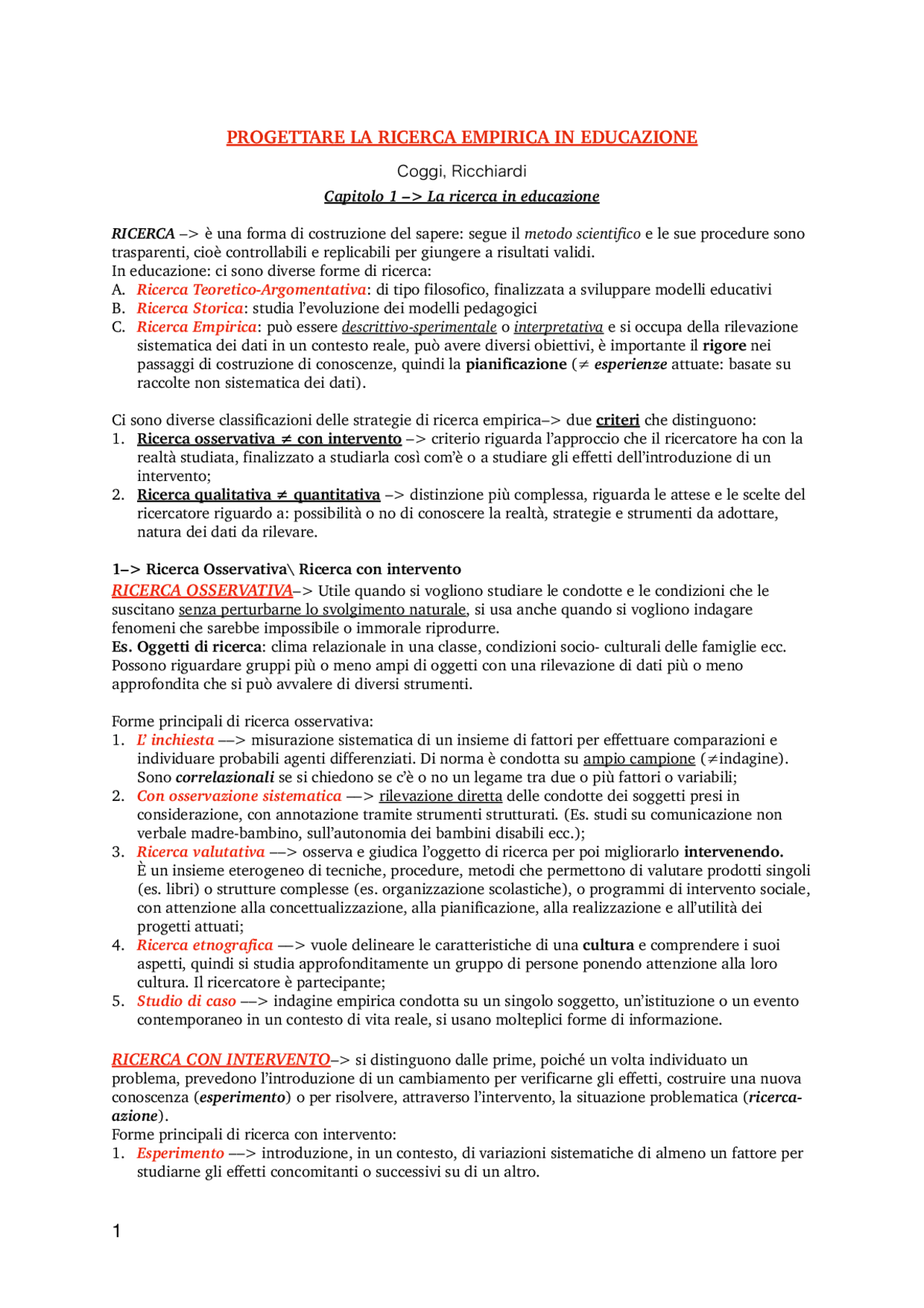 Progettare La Ricerca Empirica In Educazione Docsity
