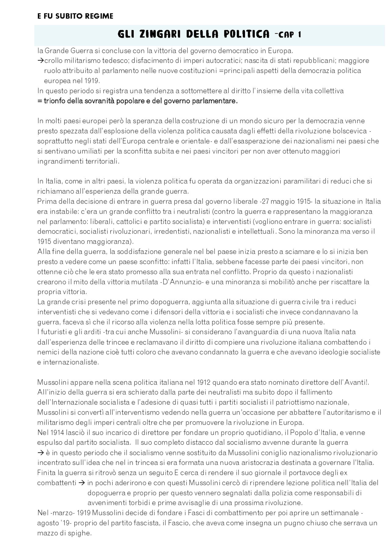 E Fu Subito Regime Riassunto Completo Libro A Scelta Docsity