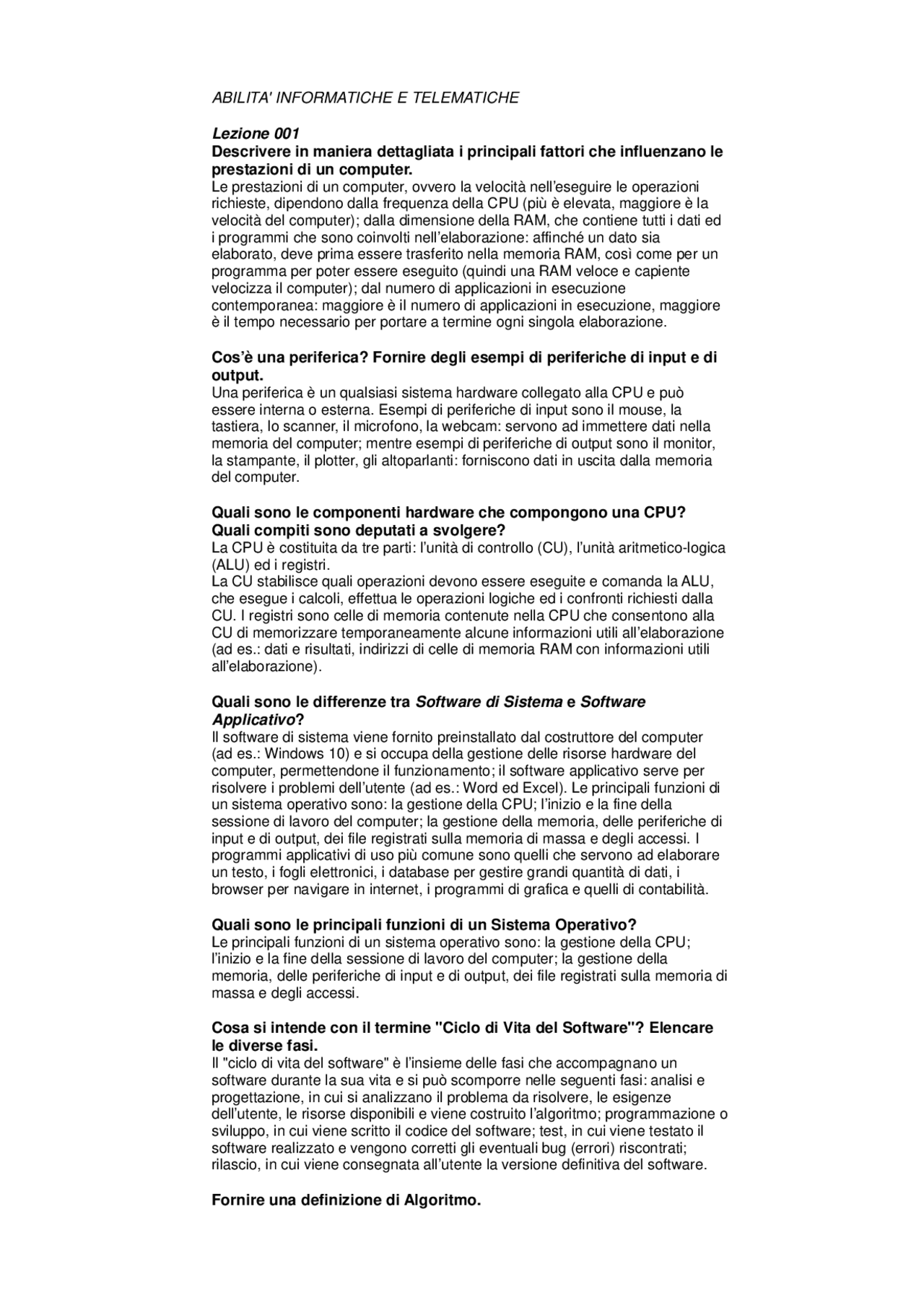 Abilità Informatiche E Telematiche Panieri Di Elementi Di Informatica