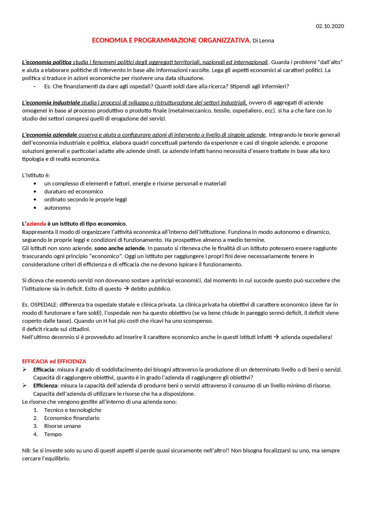 ECONOMIA E PROGRAMMAZIONE ORGANIZZATIVA, Management dei servizi educativi - Docsity