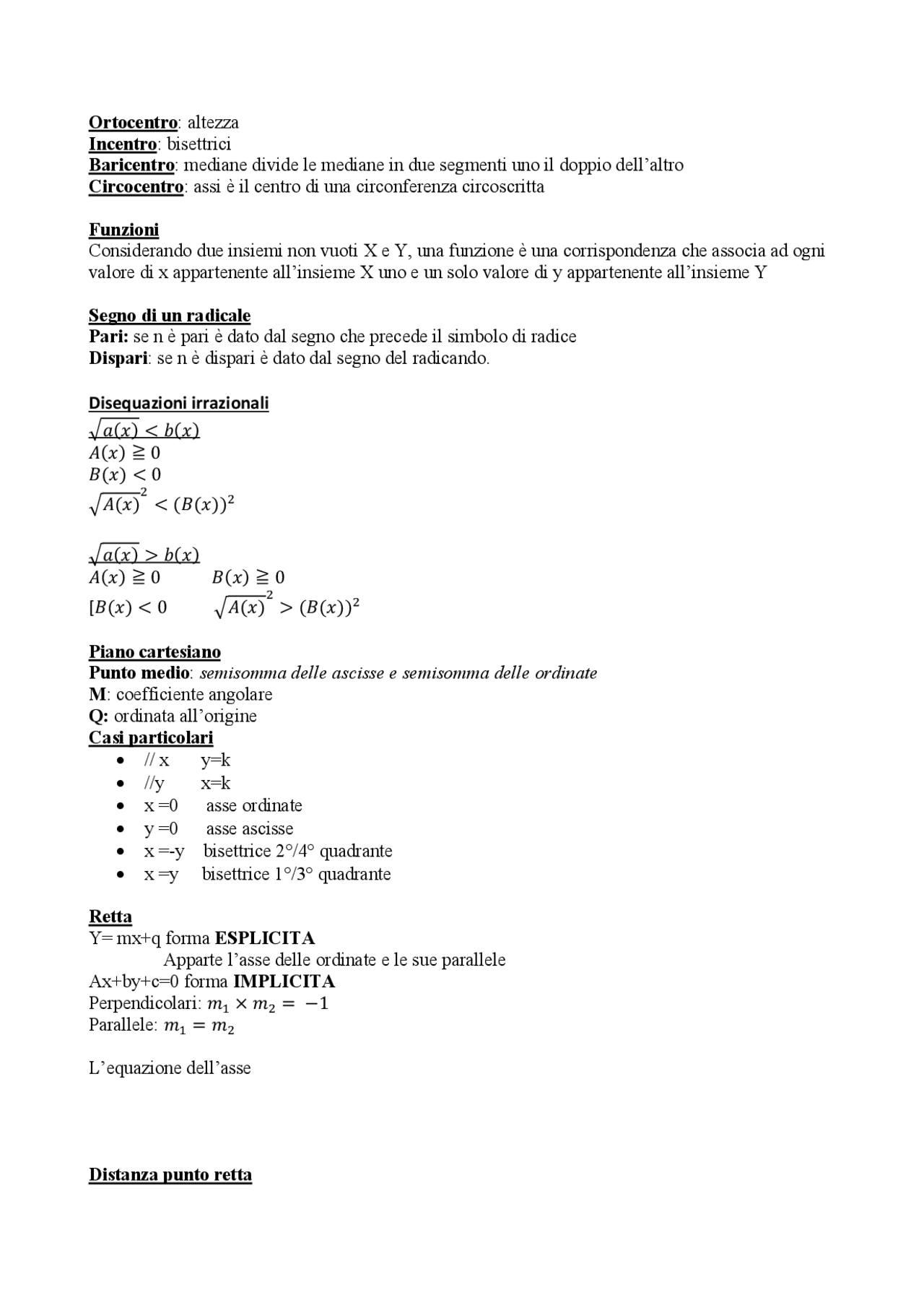 Schema delle regole matematiche fondamentali per il liceo - Docsity