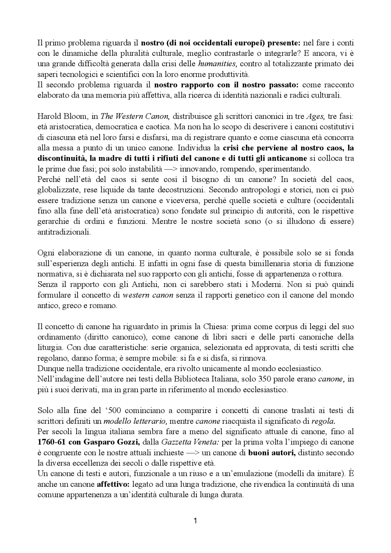Il Canone Occidentale Amedeo Quondam Appunti Di Letteratura Docsity