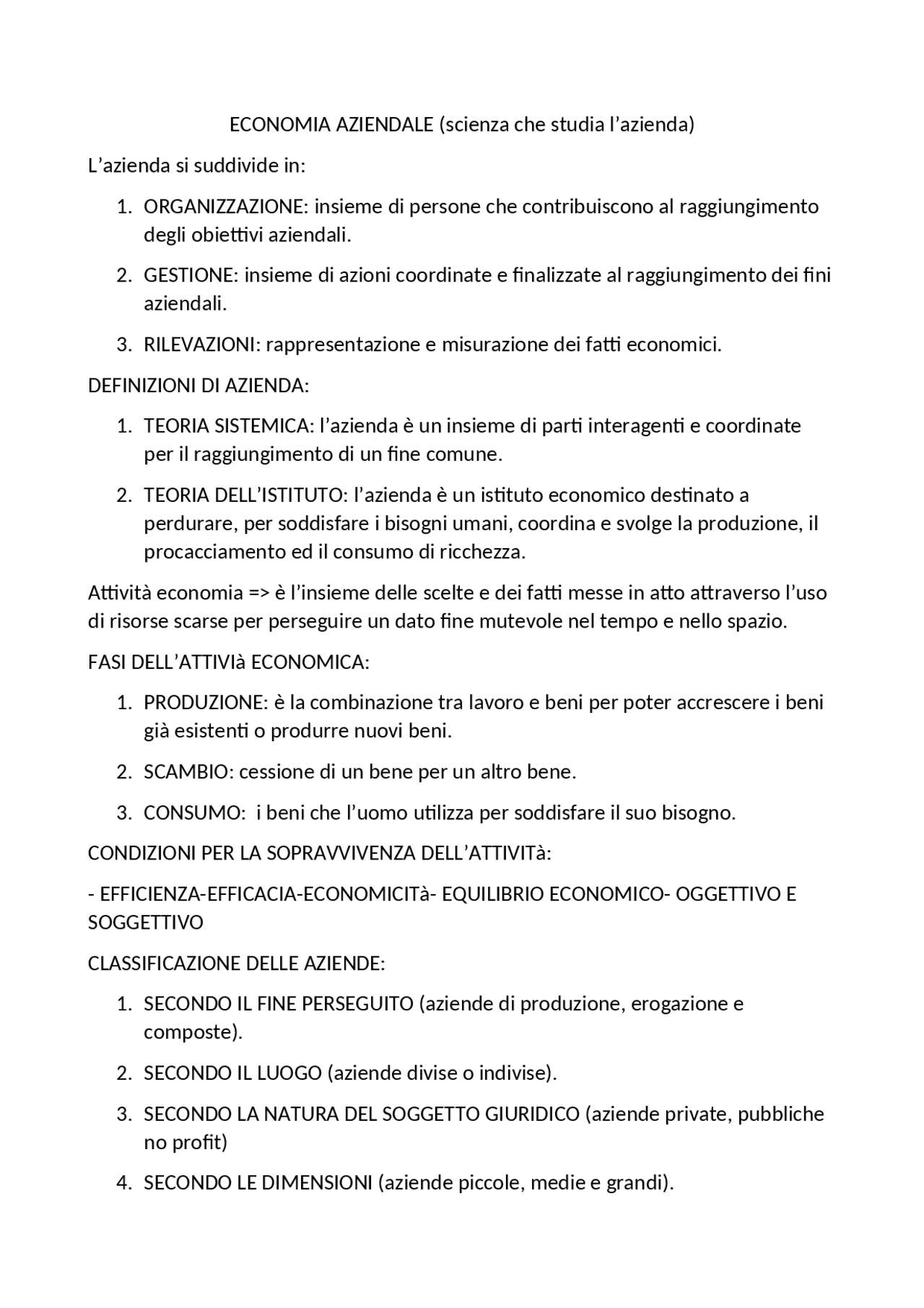 Economia Aziendale Scienze Motorie Docsity