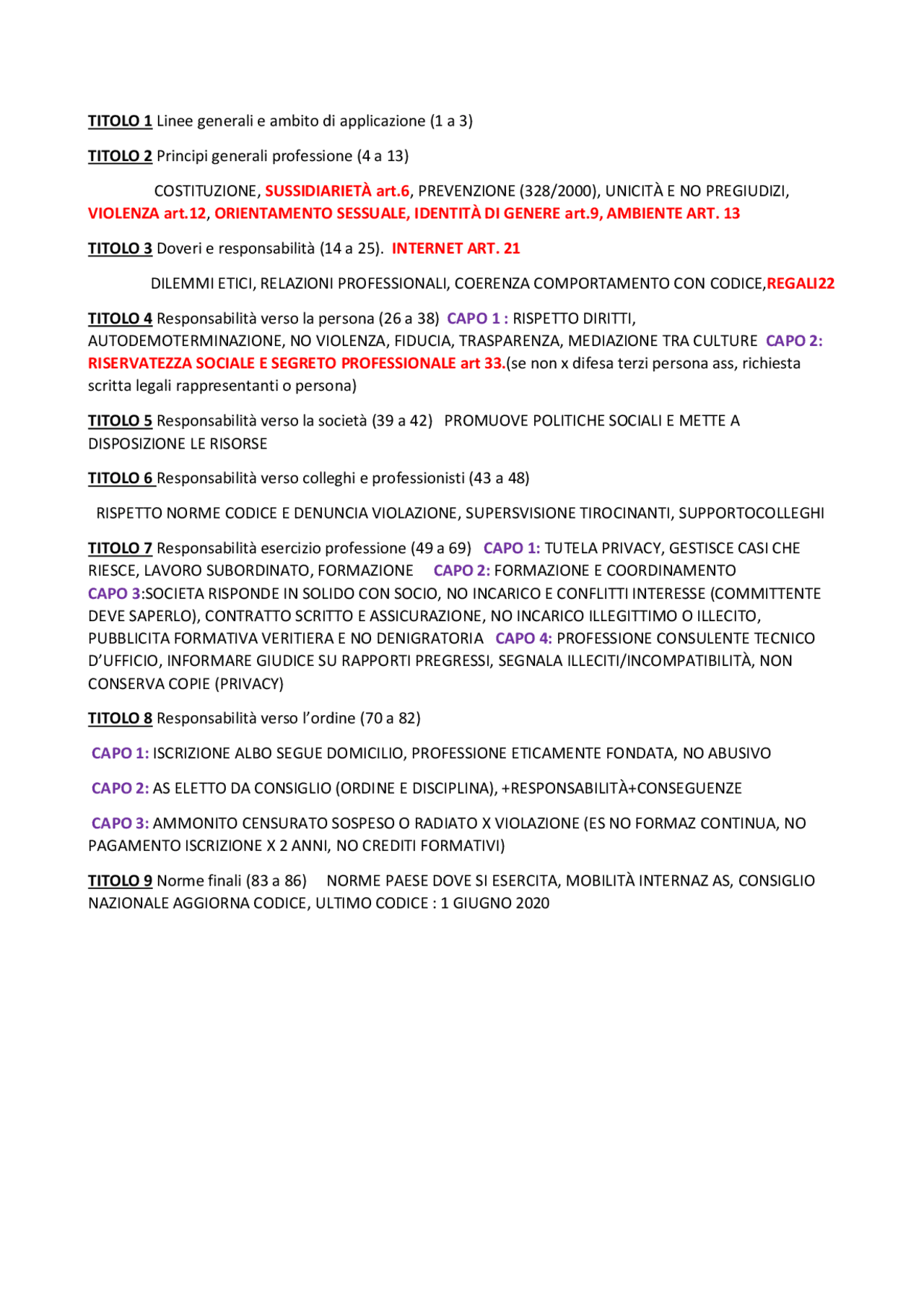 Riassunto Codice Deontologico Assistenti Sociali Docsity