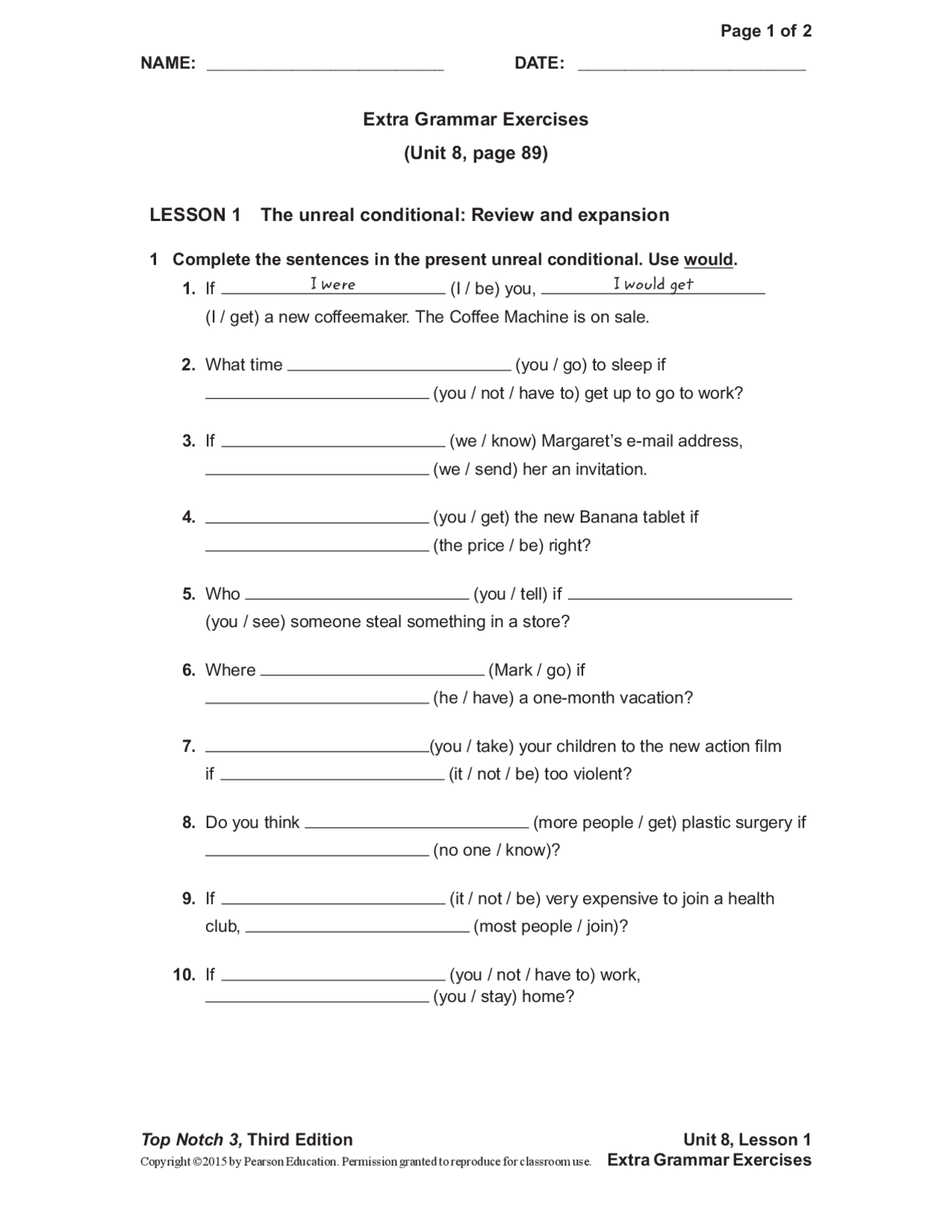 Ejercicios Extra De Ingles Para Reforzar Docsity