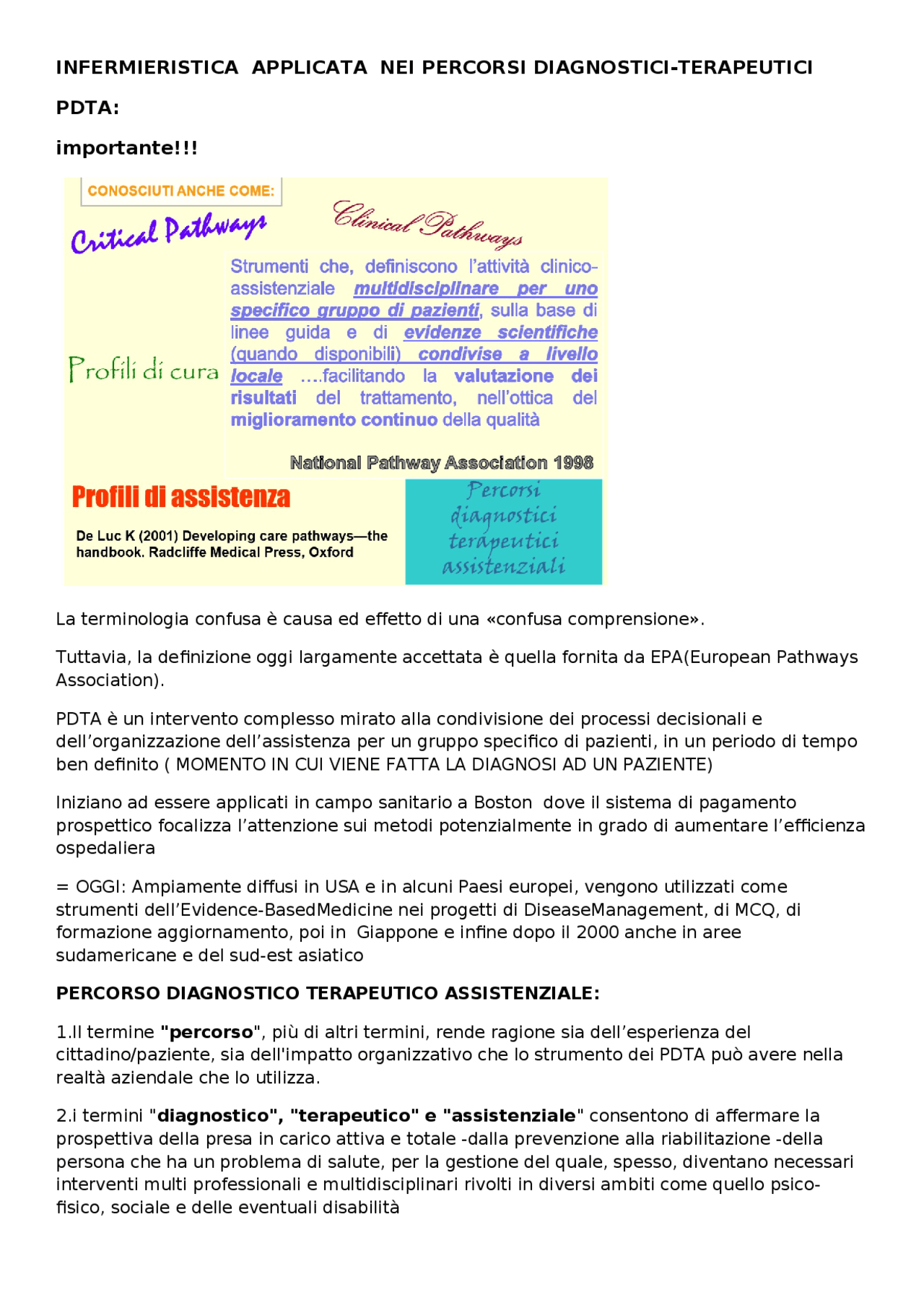 Riassunto Infermieristica Applicata Nei Percorsi Diagnostici Docsity