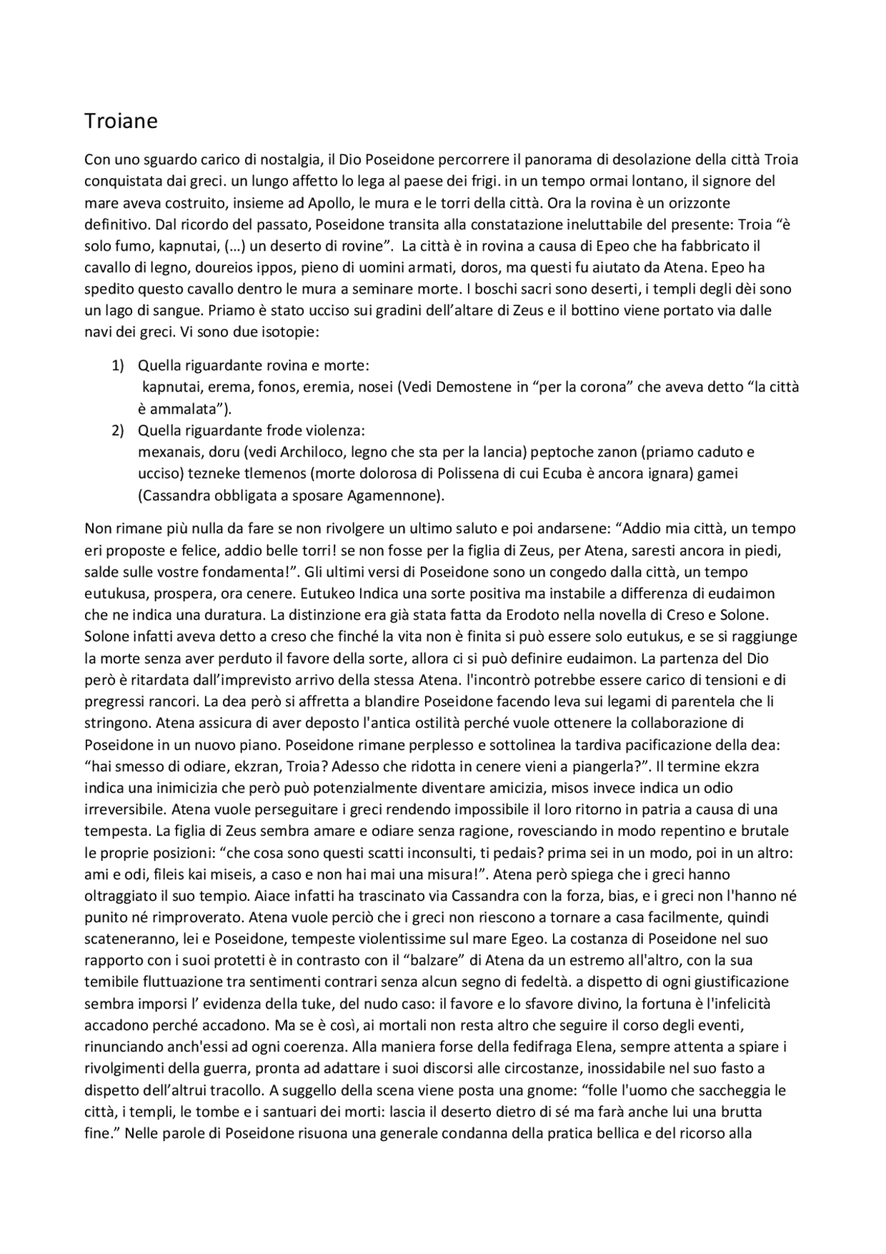 Riassunto Troiane Euripide Docsity