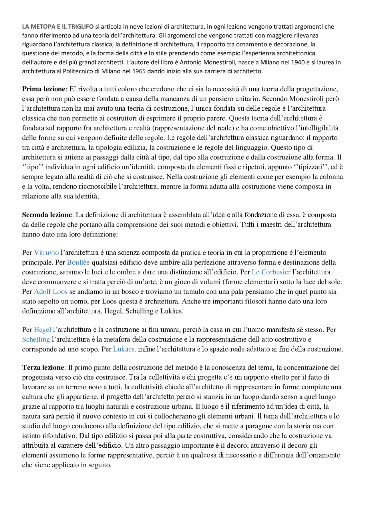 Riassunto libro LA METOPA E IL TRIGLIFO - ANTONIO MONESTIROLI | Sintesi ...