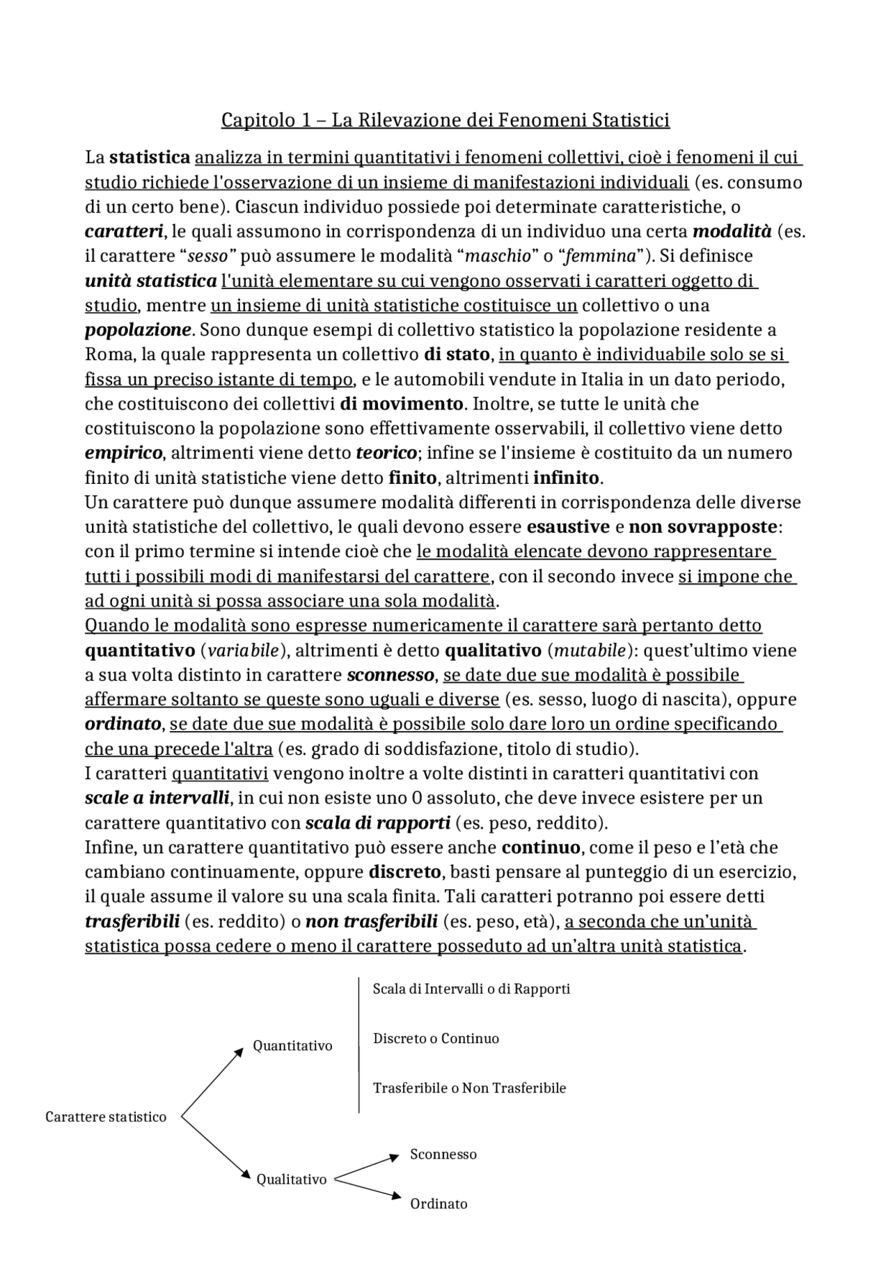 Statistica Capitolo 1 Appuntilibro Appunti Di Statistica Docsity