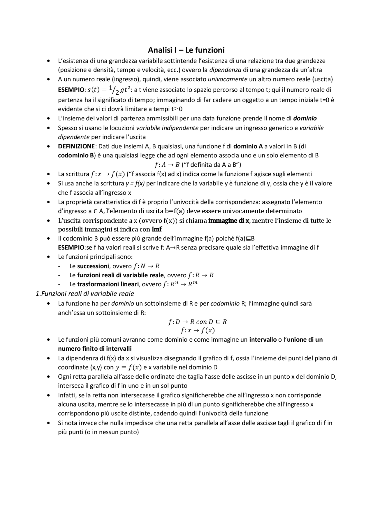 Funzioni Analisi Ingegneria Docsity
