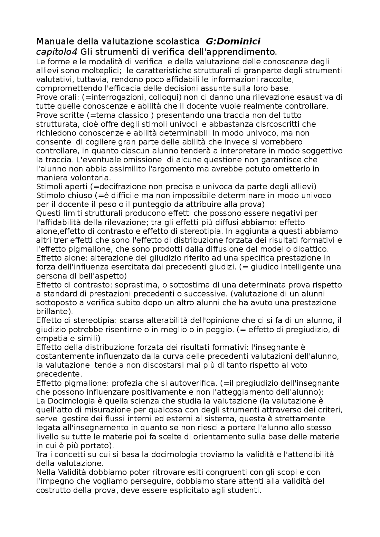 Riassunti Manuale Dominici Docsity