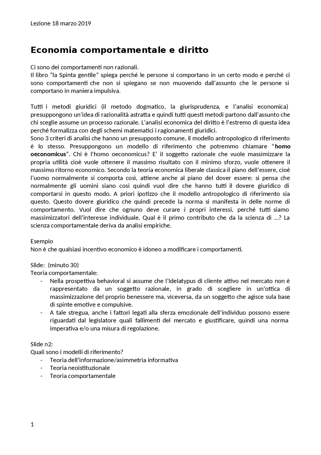 Economia Comportamentale E Diritto Docsity