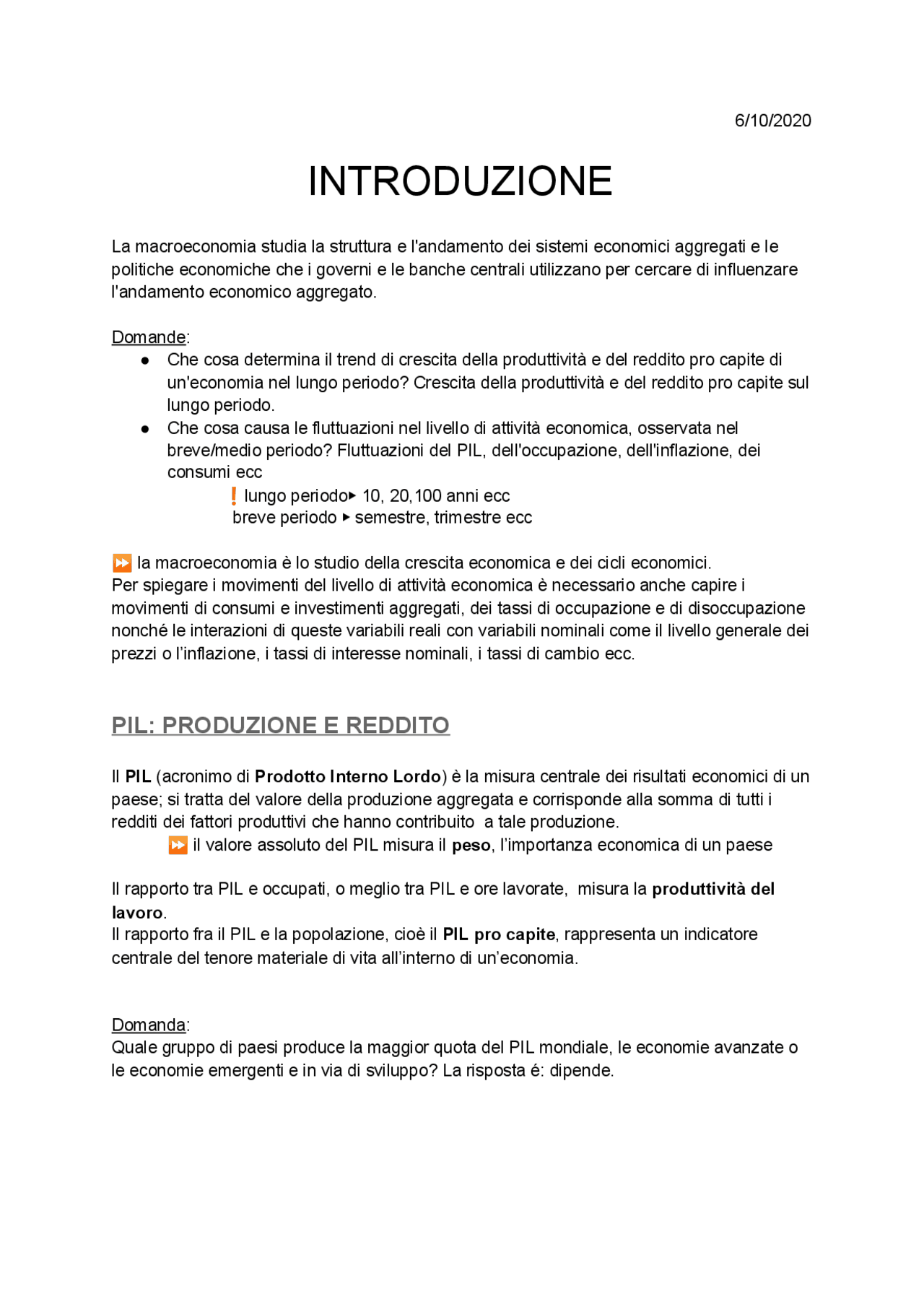 Appunti E Spiegazioni Grafiche Di Macroeconomia Docsity