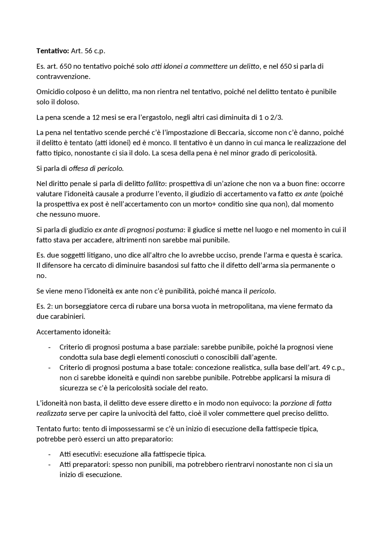 Tentativo Diritto Penale Docsity