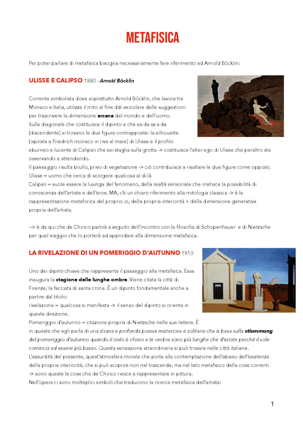 Appunti Sullarte Metafisica Docsity