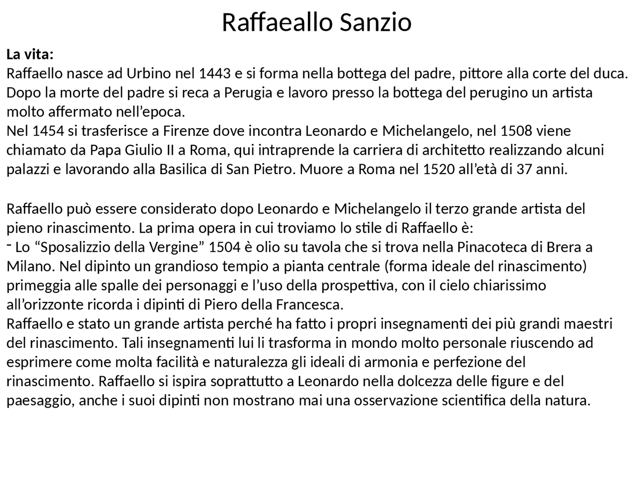 Raffaello Vitaandopere Docsity