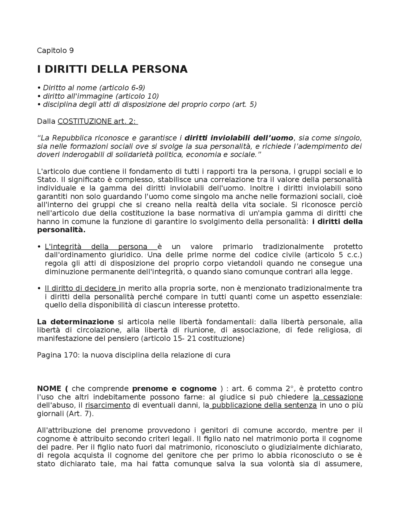 I Diritti Della Persona Docsity