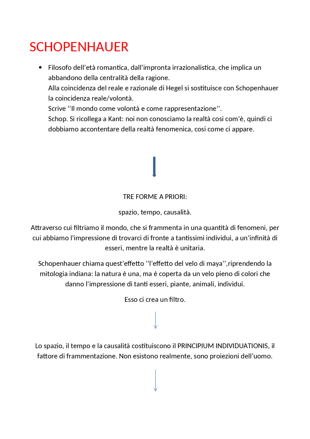 Schopenhauer Riassunto Docsity