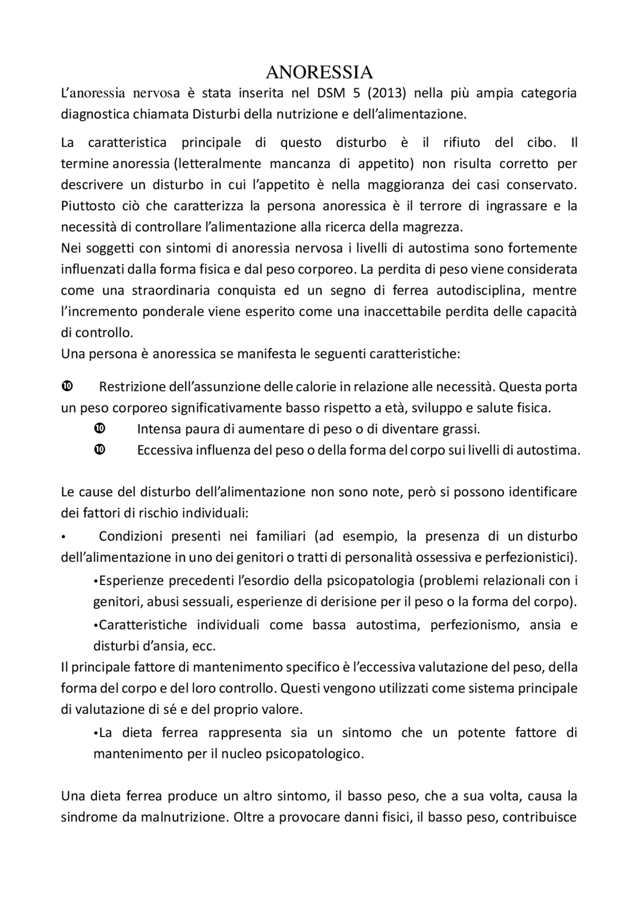 Disturbi Alimentari Lanoressia Docsity
