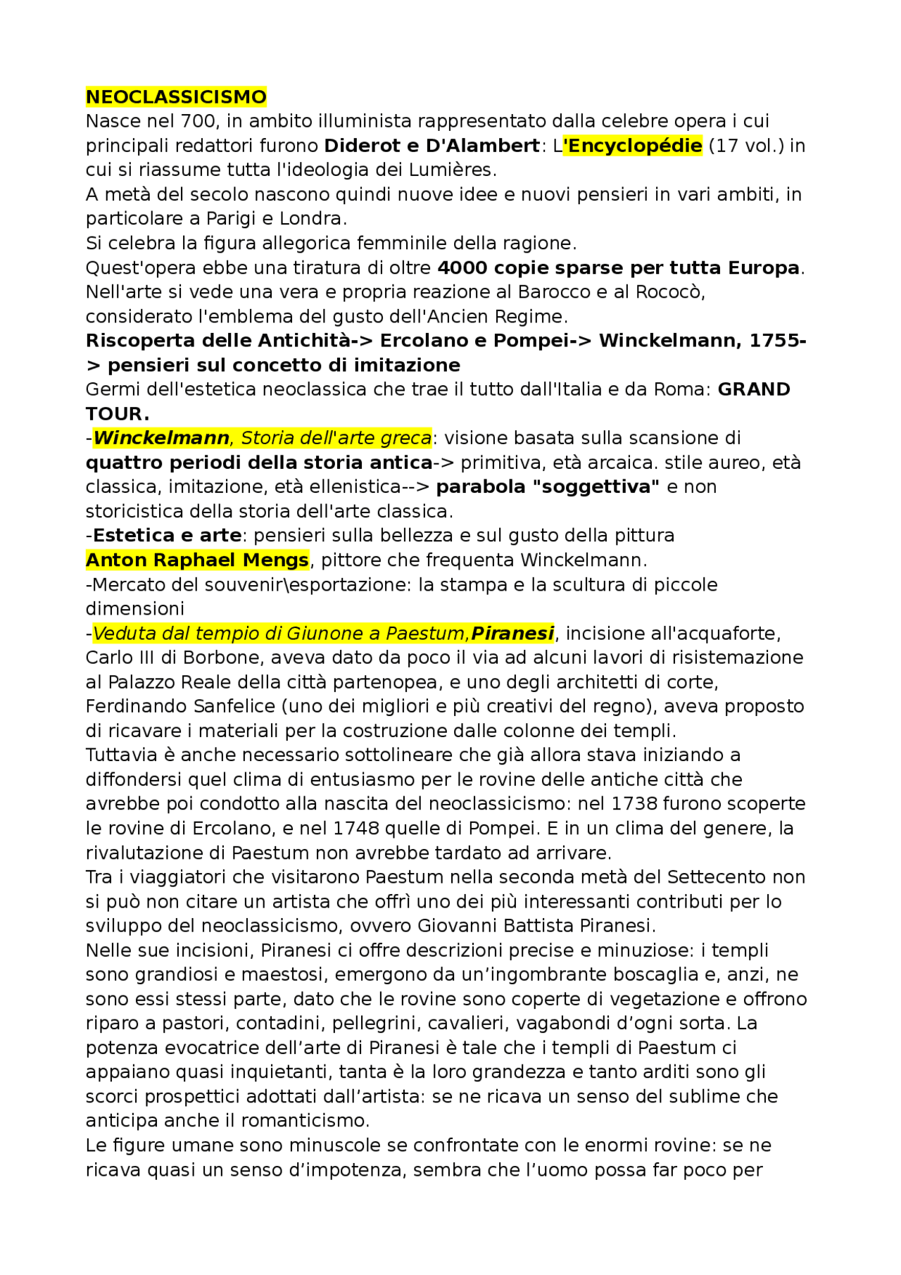 Neoclassicismo Di David E Canova Docsity