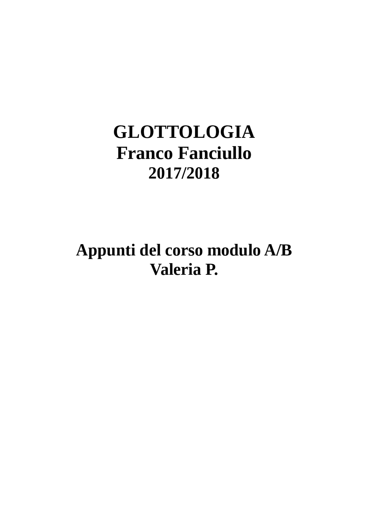 Glottologia Appunti Modulo A B Docsity