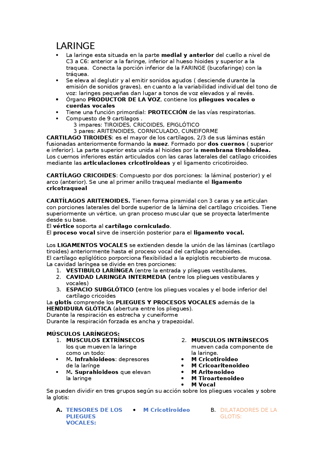 DESCRIPCIÓN DE LARINGE Y SUS PARTES - Docsity