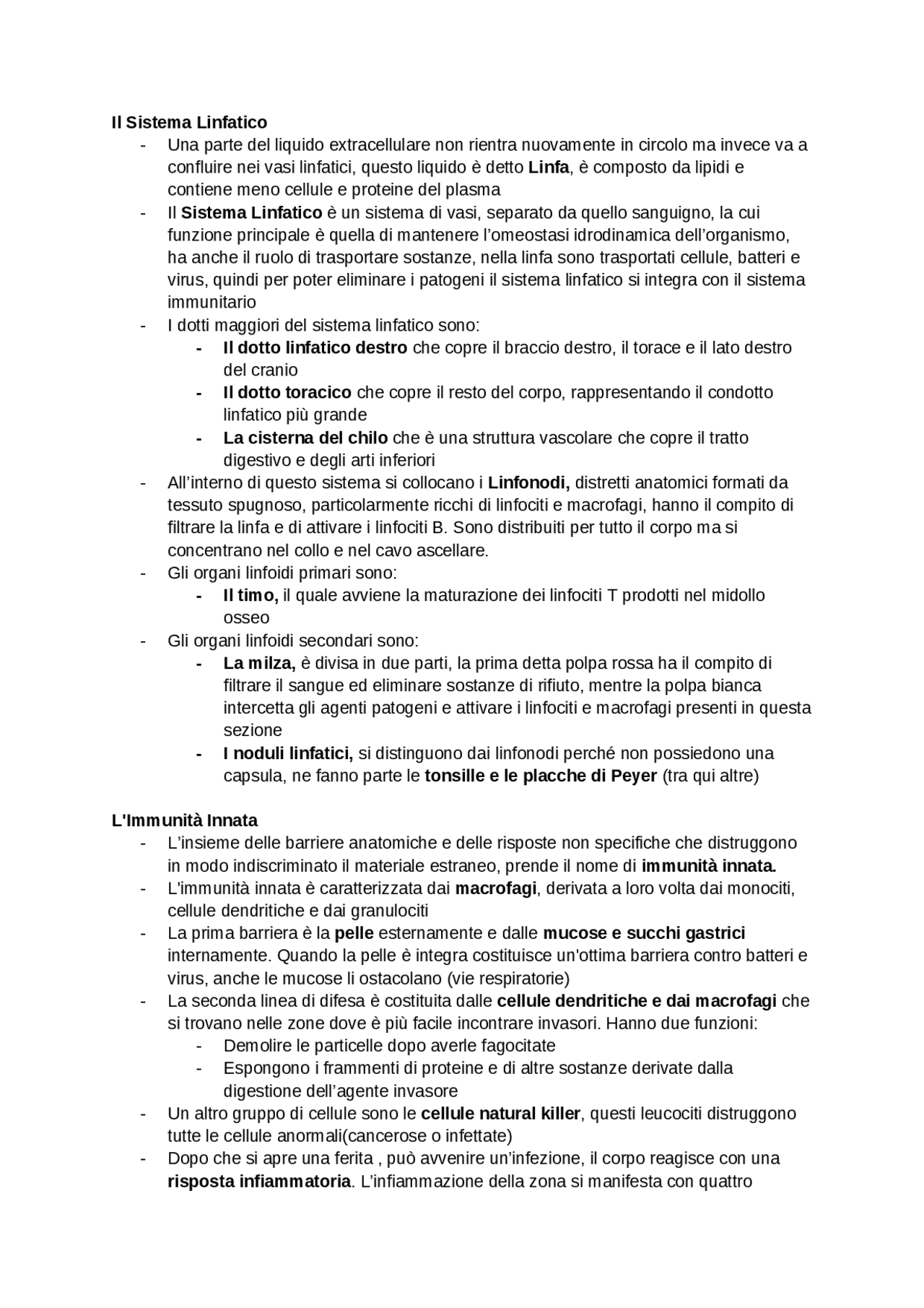 Sistema Immunitario E Linfatico Docsity