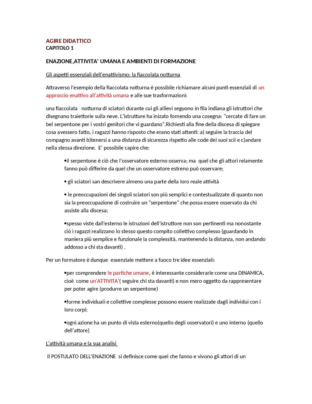 Agire Didattico Sintesi Docsity