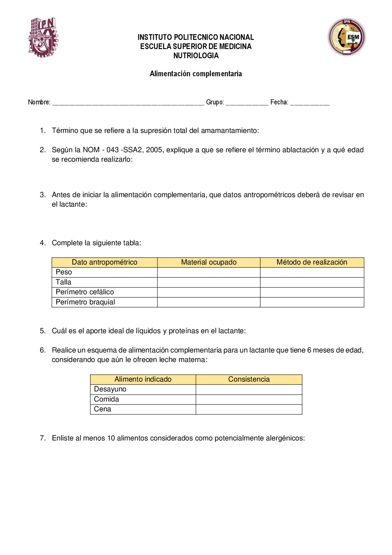 Alimentación Complementaria - Docsity