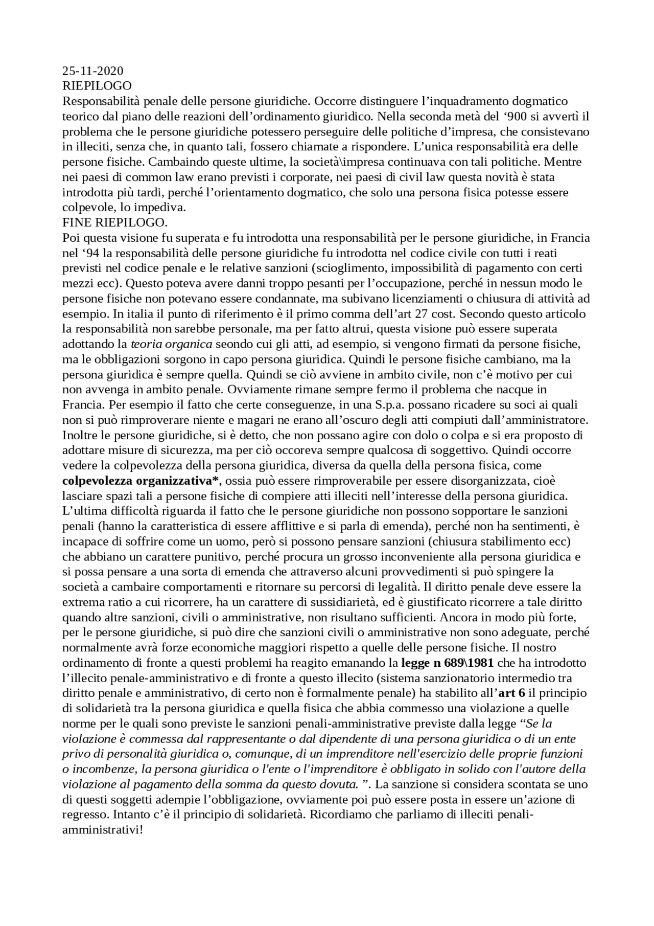 Illecito penale amministrativo - Docsity