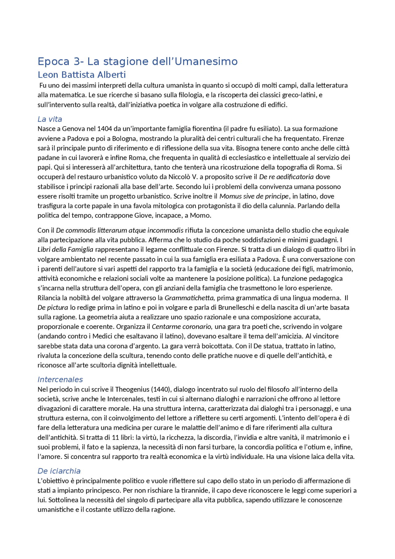 Epoca 3 La Stagione Dellumanesimo Docsity
