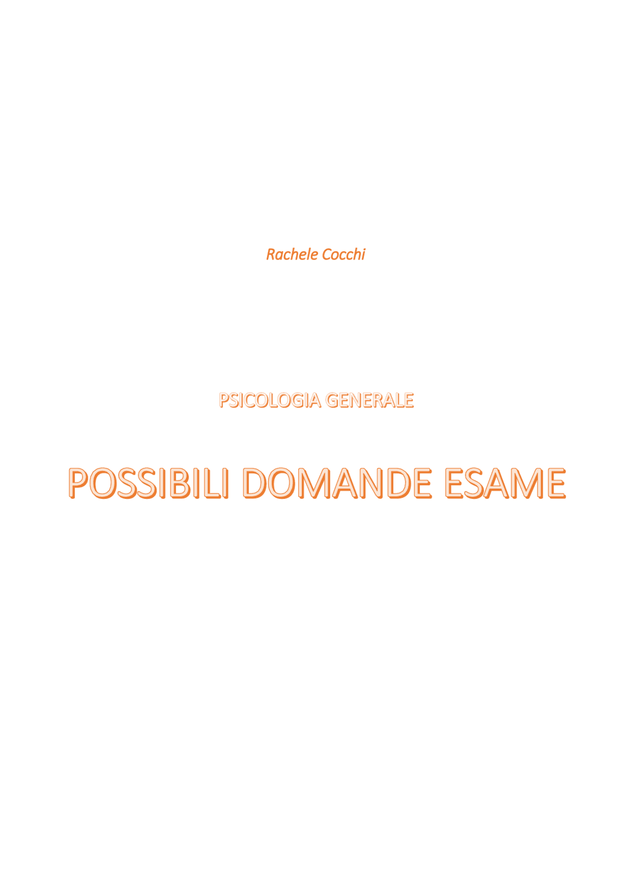 Possibili Domande Teoriche Esame Di Psicologia Generale Docsity