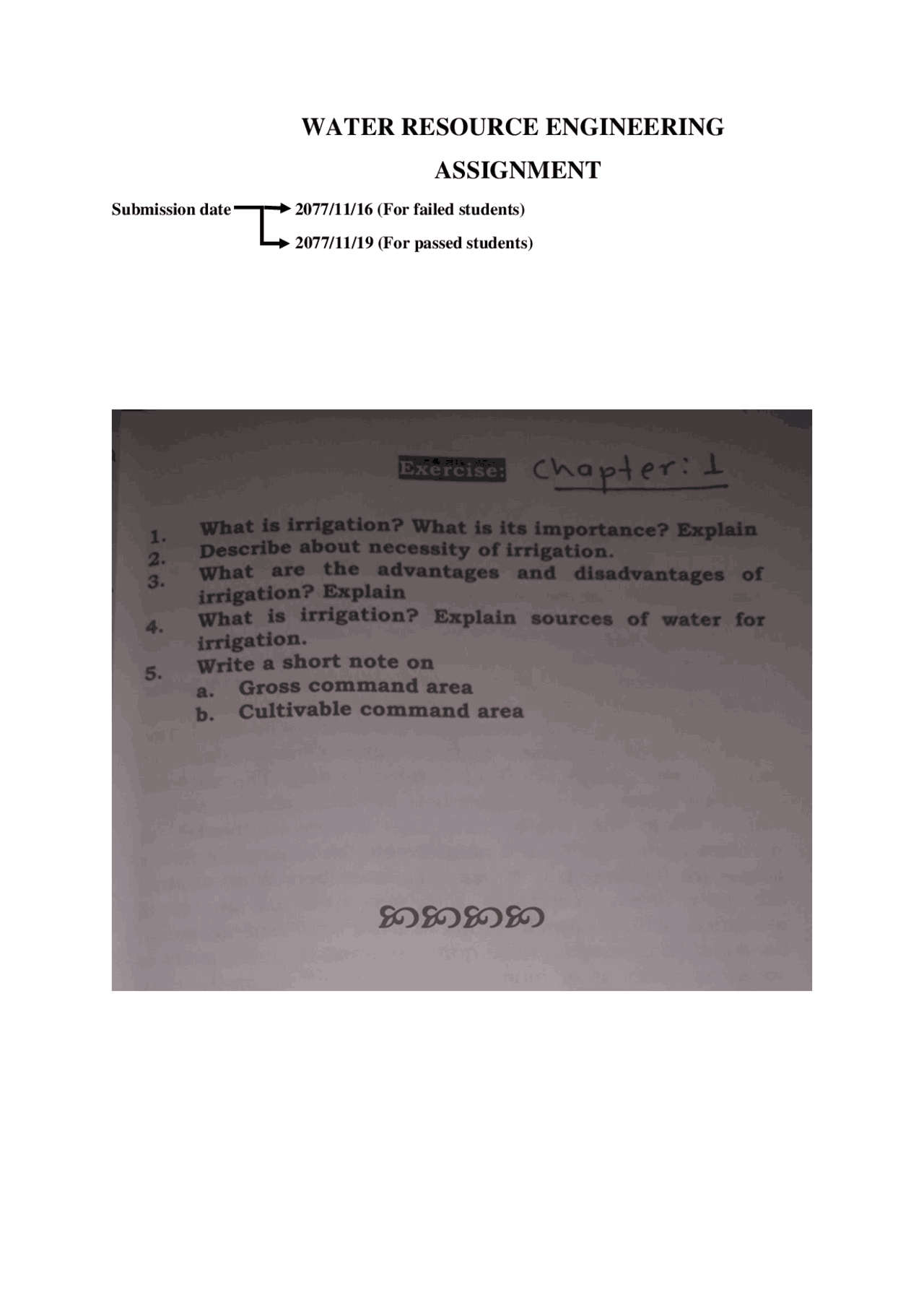 Water Resource Question Docsity