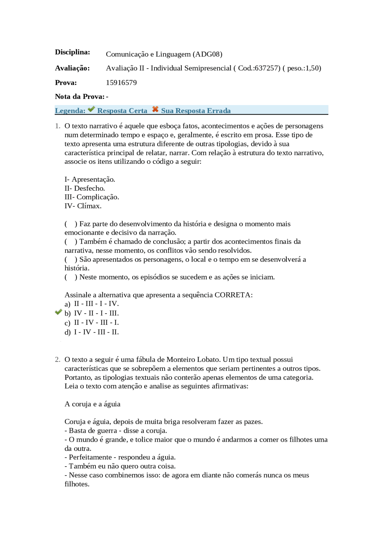 Prova Objetiva 1 Uniasselvi Docsity