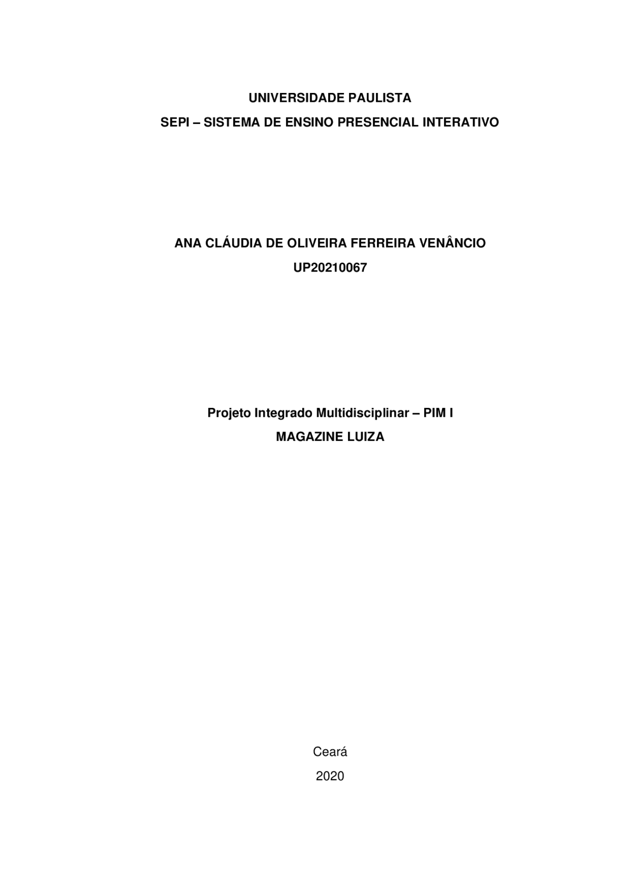 Projeto Integral Multidisciplinar I Docsity