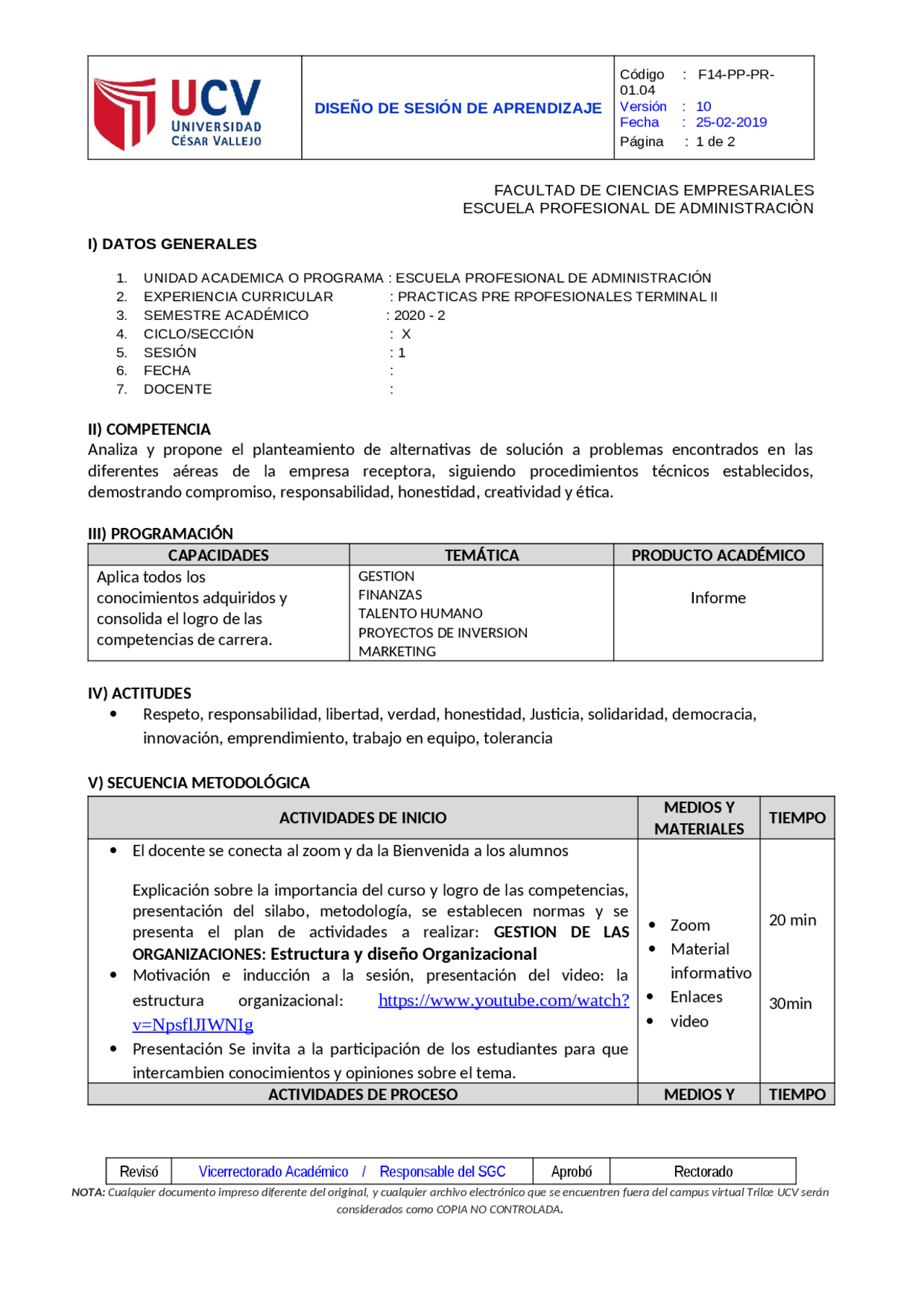 Sesión De Aprendizaje Docsity