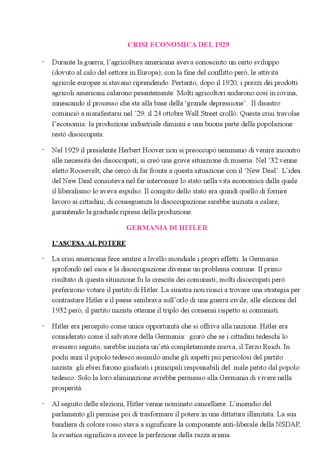 Riassunti Totalitarismi Storia Docsity