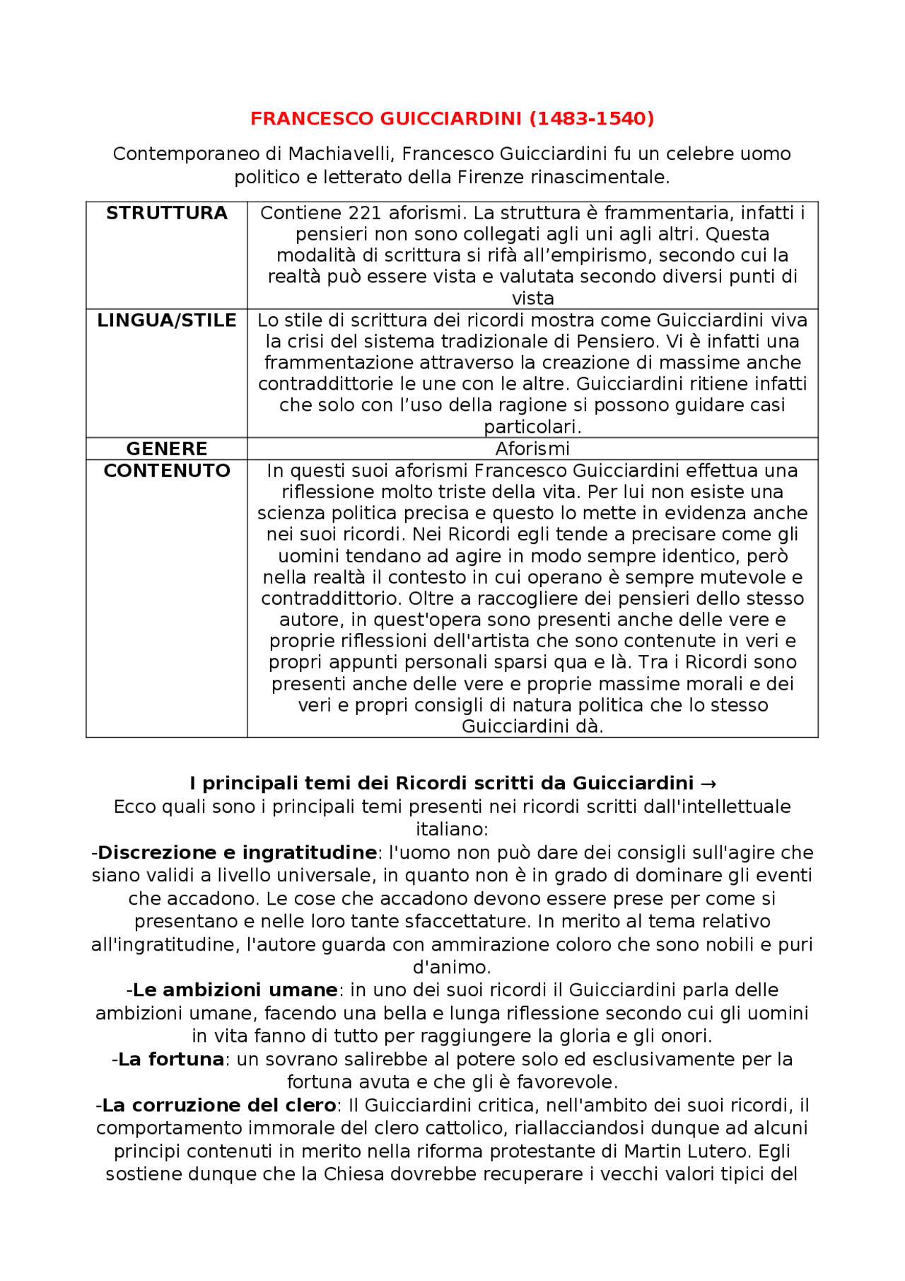 Francesco Guicciardini Docsity