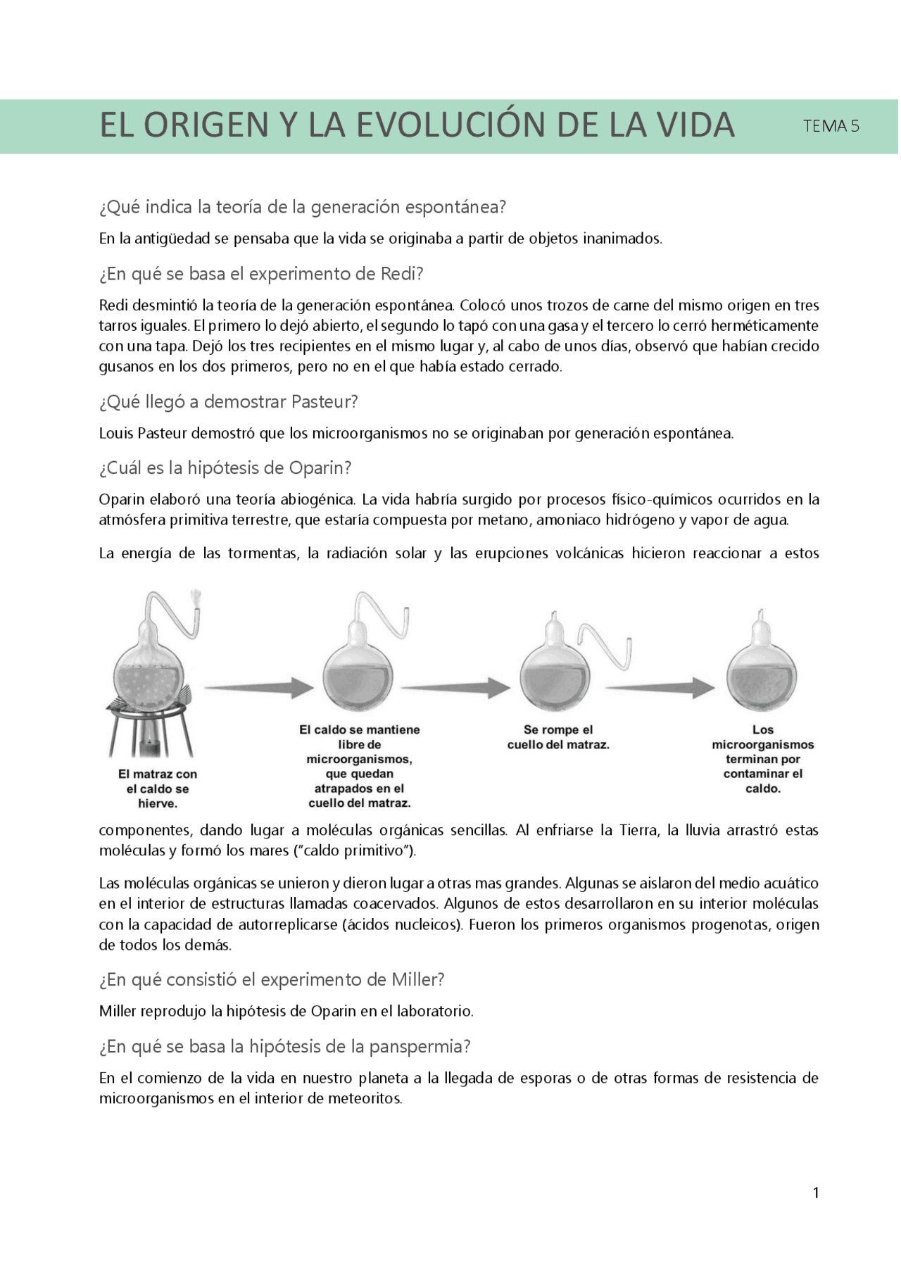 El origen y la evolucion de la vida | Study notes of Biology | Docsity