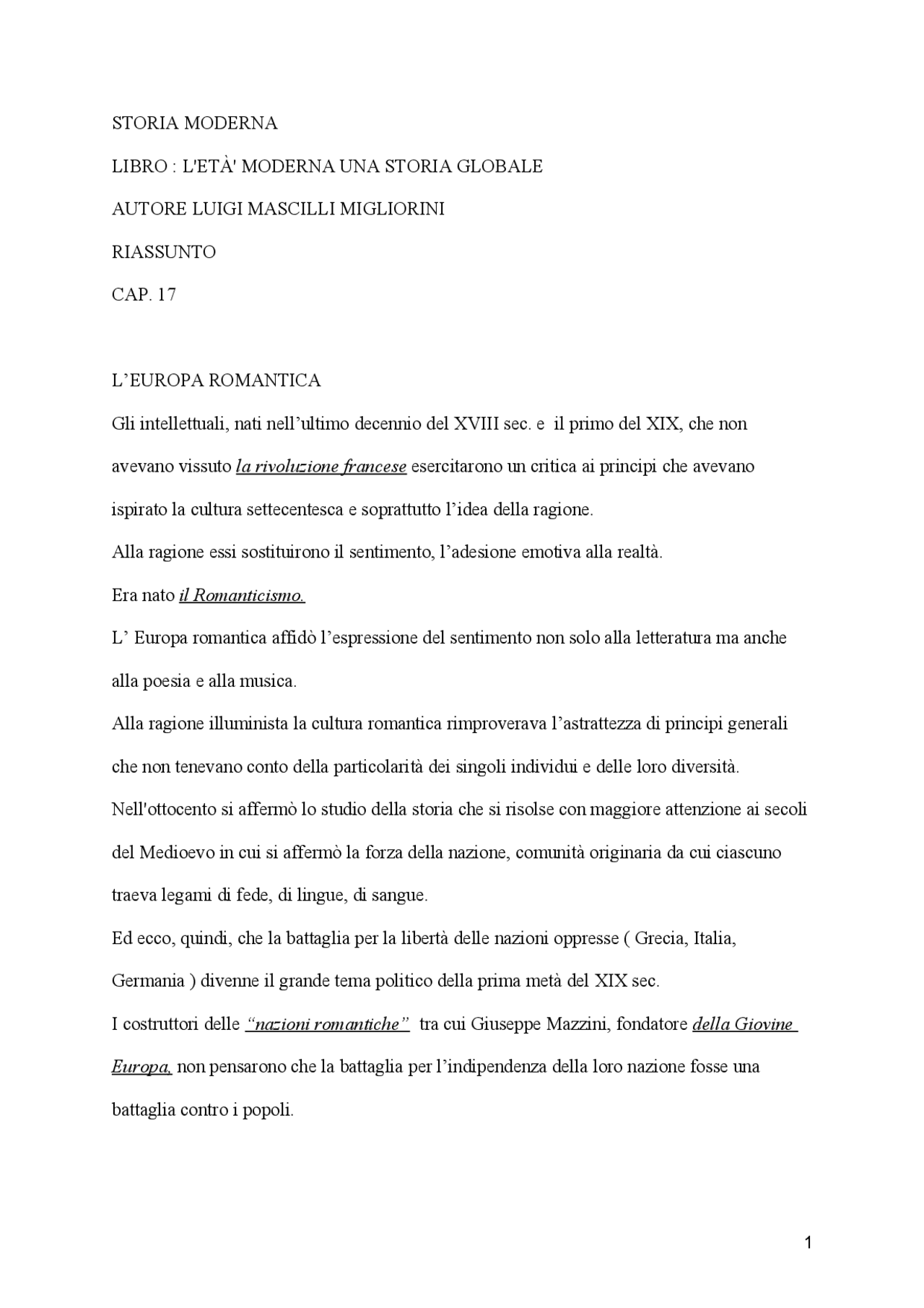 Storia Moderna Leta Moderna Una Storia Globale Cap 17 Docsity