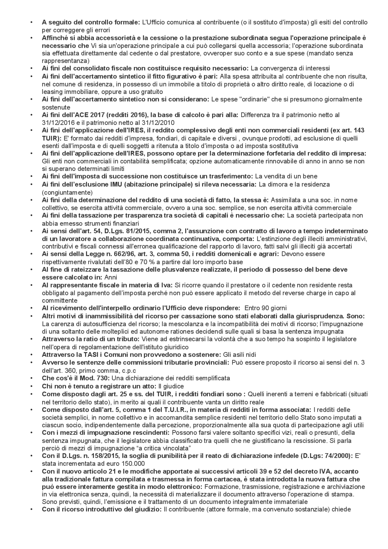 Diritto tributario, domande+risposte - Docsity