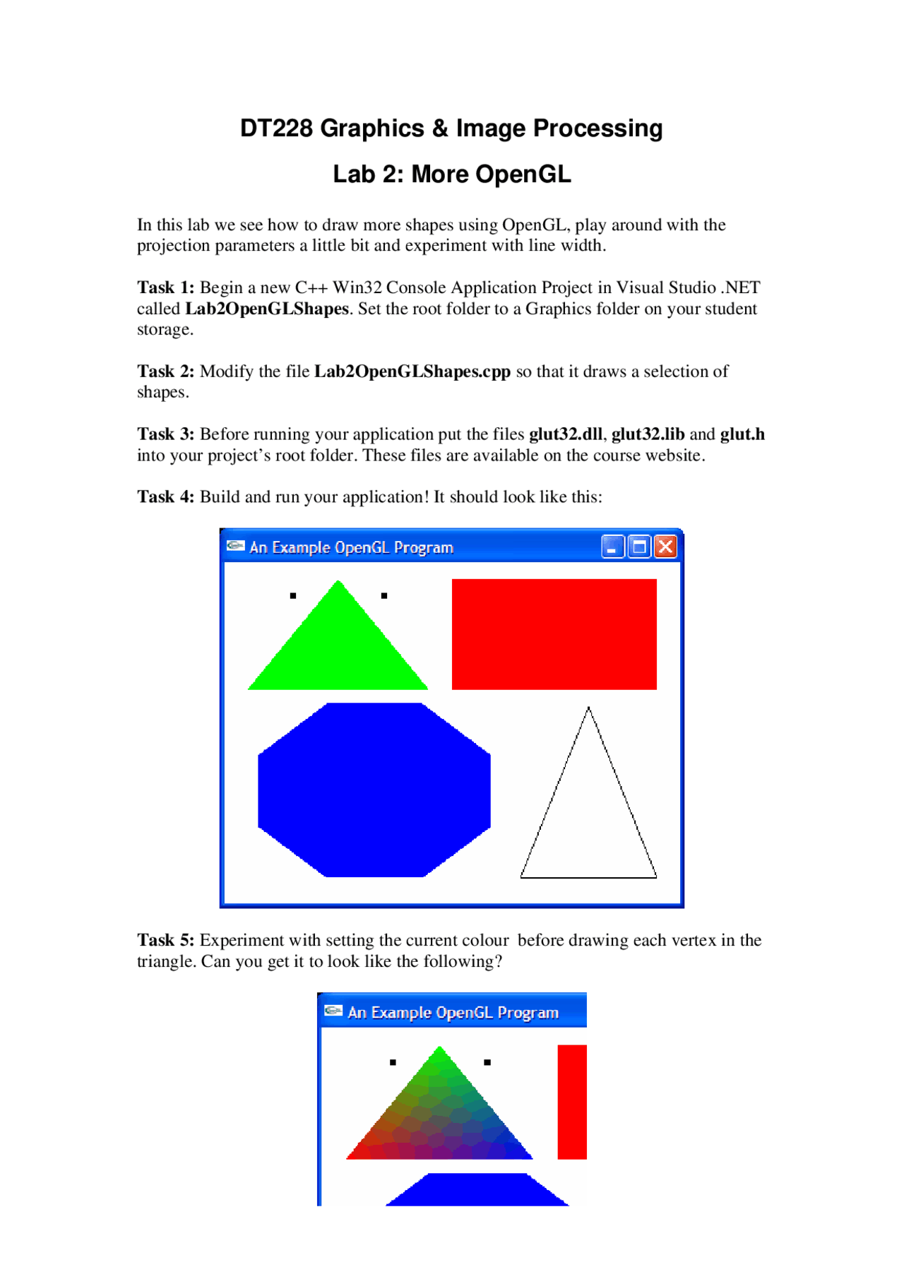 OpenGL common function in 2d and 3d - Docsity