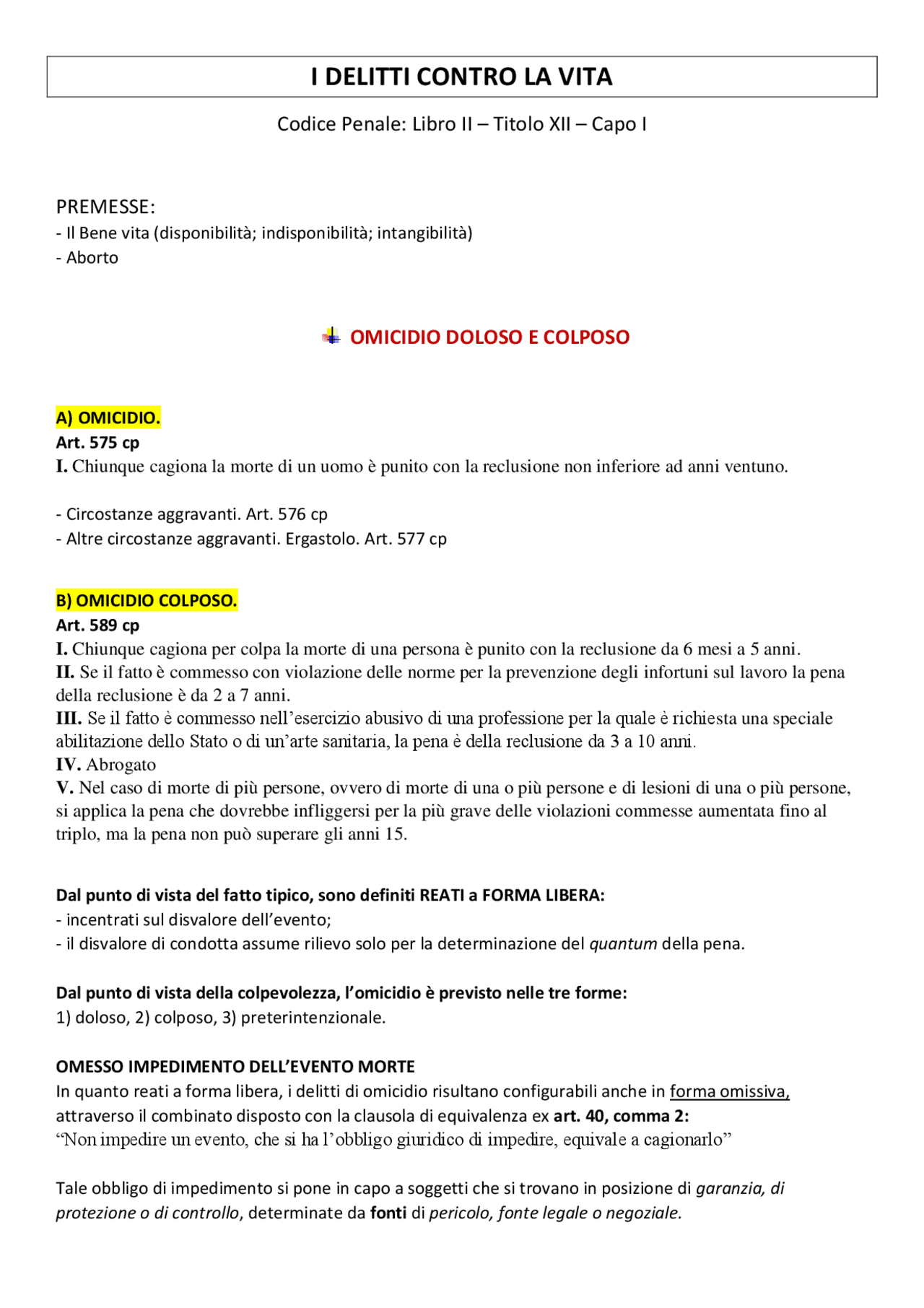 Appunti Diritto Penale Ii Docsity